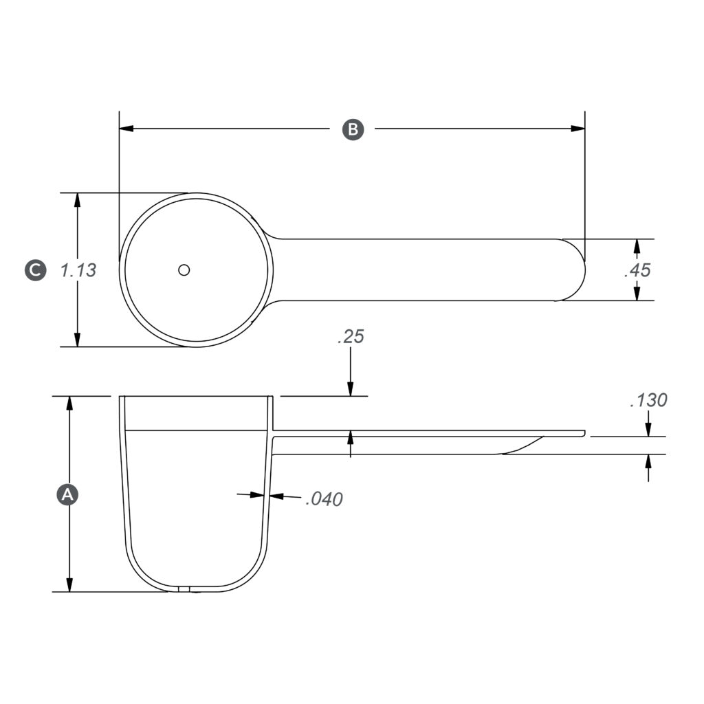 10.0R3.4DR Rounded Scoops, 10cc Round Plastic Scoops for Sale